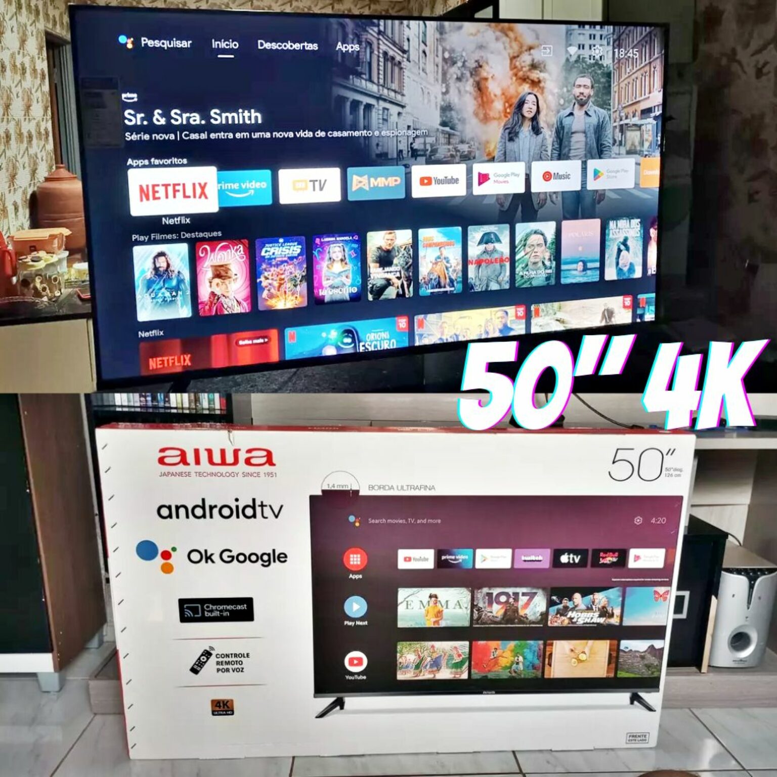 Smart Tv 50'' 4k Android Hdr10 Dolby Aws-tv-50-bl-02-a Aiwa - Aqui Tem ...